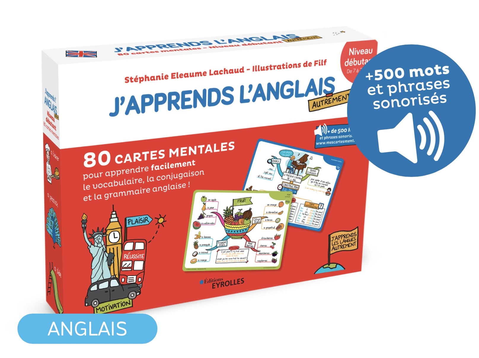Coffret de 80 cartes mentales pour apprendre l'anglais (niveau débutant)