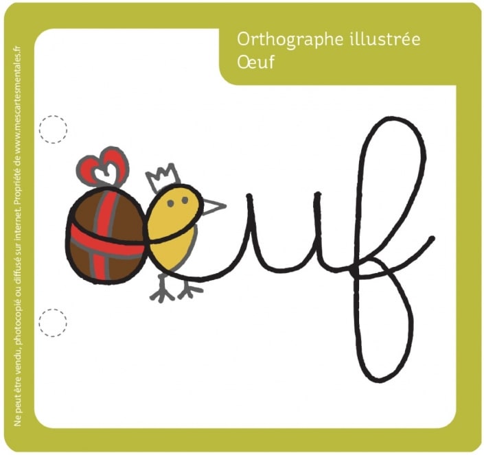 Orthographe illustrée : le mot ŒUF - Mes cartes mentales