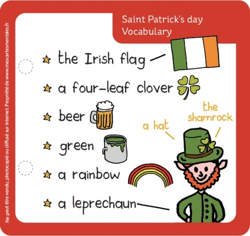 Saint Patrick's day - mémocarte anglais