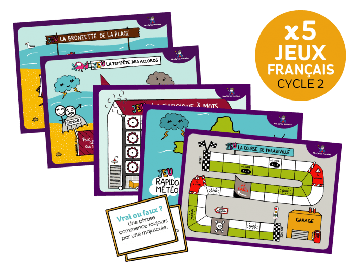 Lot de 5 Jeux révise - français cycle 2 (CP, CE1, CE2)