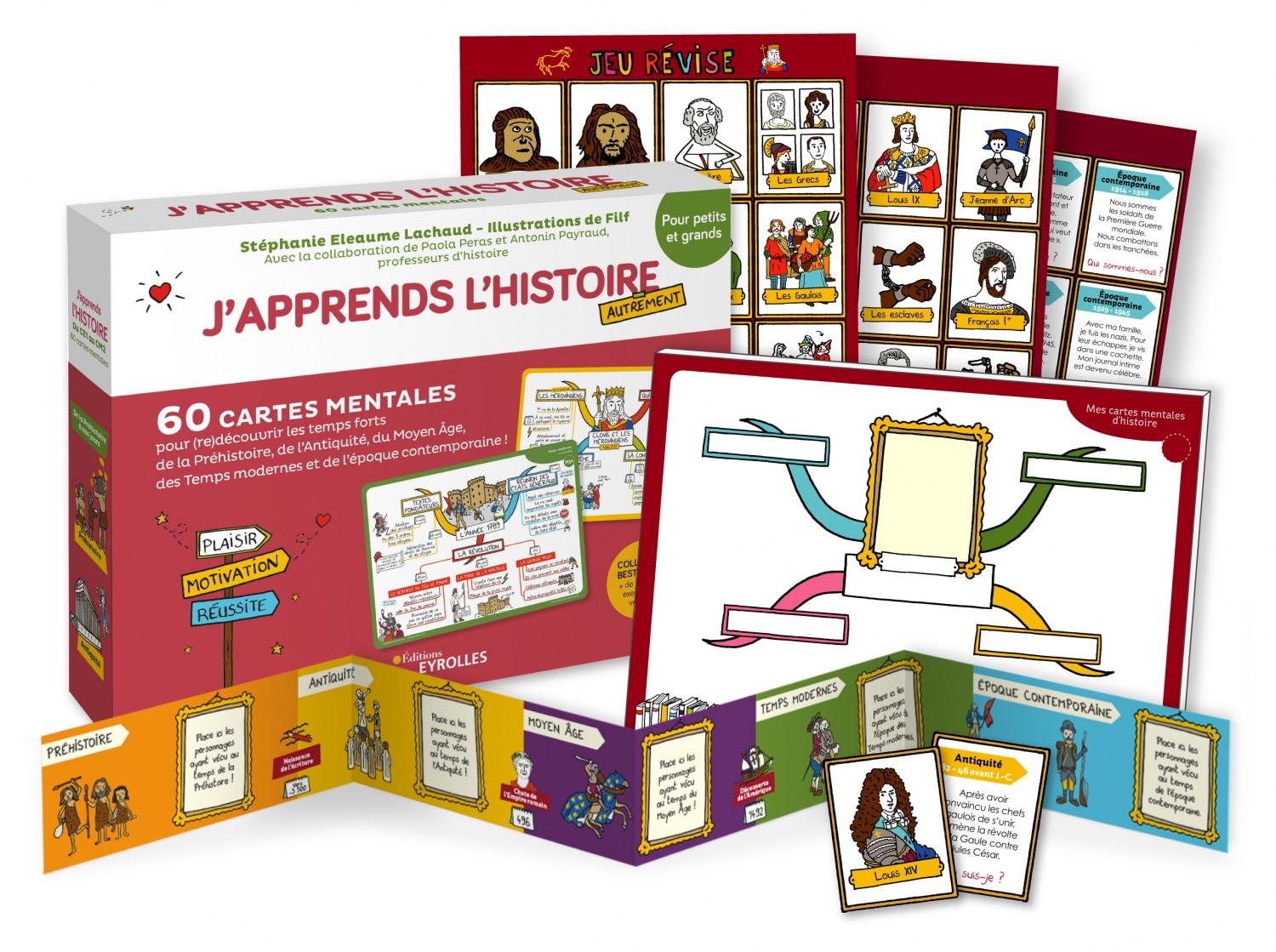 Pack J'apprends l'histoire (60 cartes mentales + 1 bloc-notes + 1 jeu)