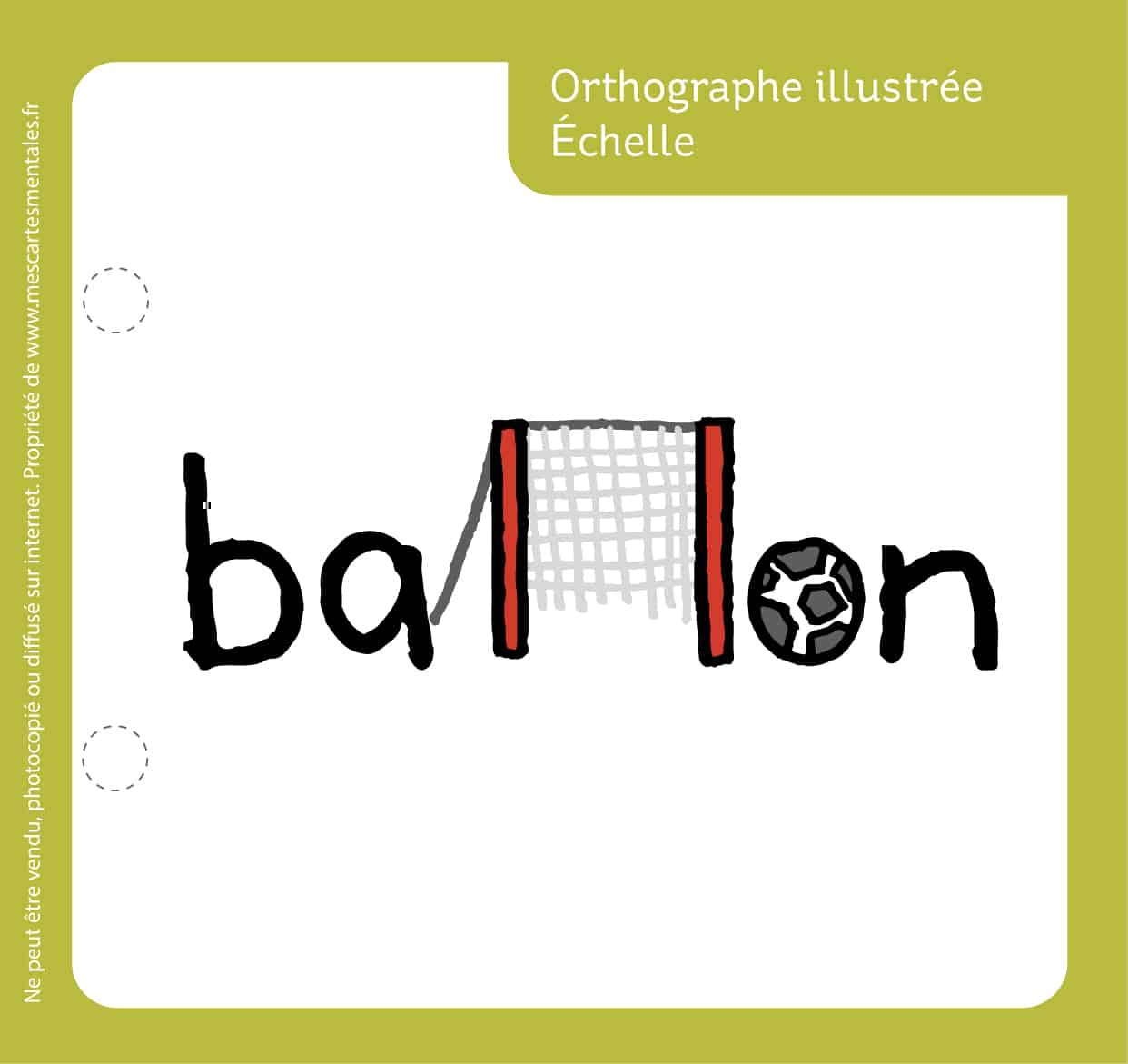 Orthographe illustrée : le mot BALLON - Mes cartes mentales