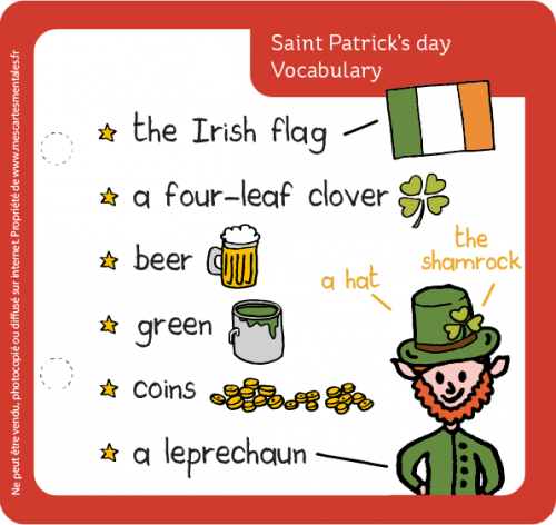 Saint Patrick's day - mémocarte anglais