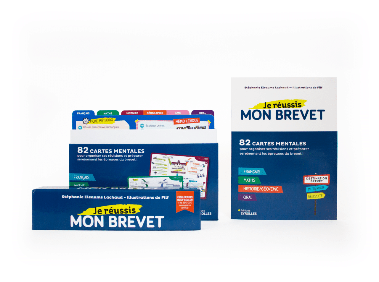 Pack Je réussis mon brevet (82 cartes mentales + 3 cahiers d'entraînement)